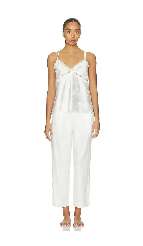 Flora Nikrooz Florence Solid Jacquard Charmeuse Capri Set - Ivory