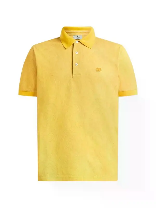 Etro Arnica-motif Cotton Polo Shirt - Yellow