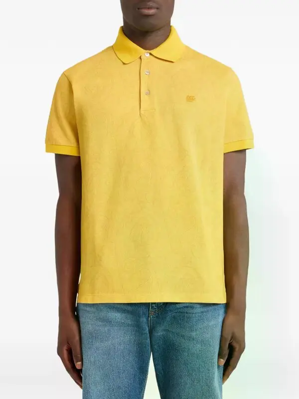 Etro Arnica-motif Cotton Polo Shirt - Yellow