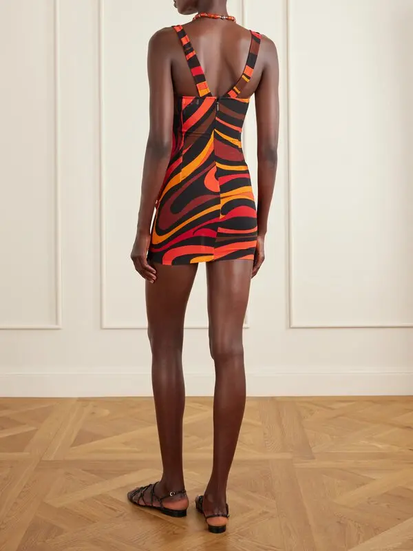 Emilio Pucci Printed Mesh Mini Dress - Orange