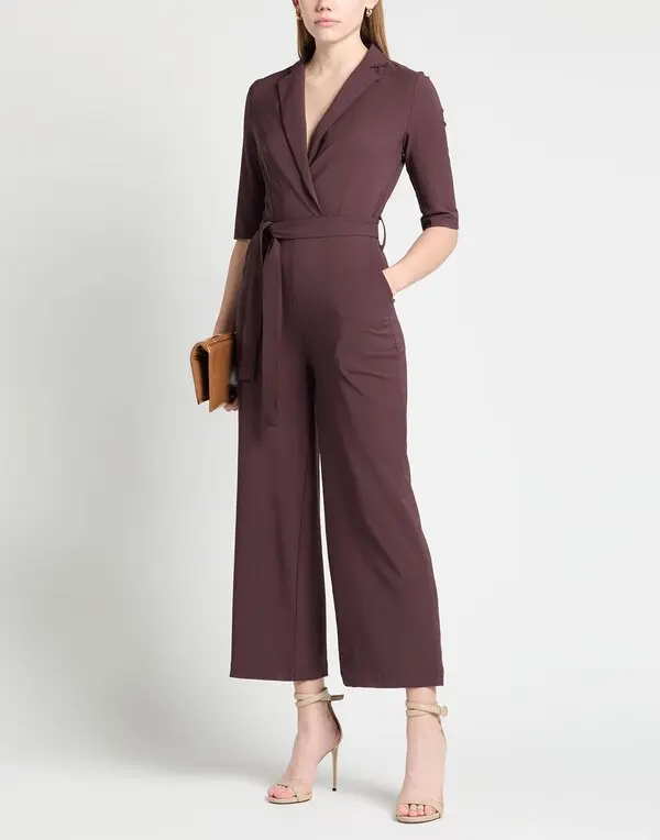 ALESSIA SANTI Chocolate Polyester Elastane Jumpsuit