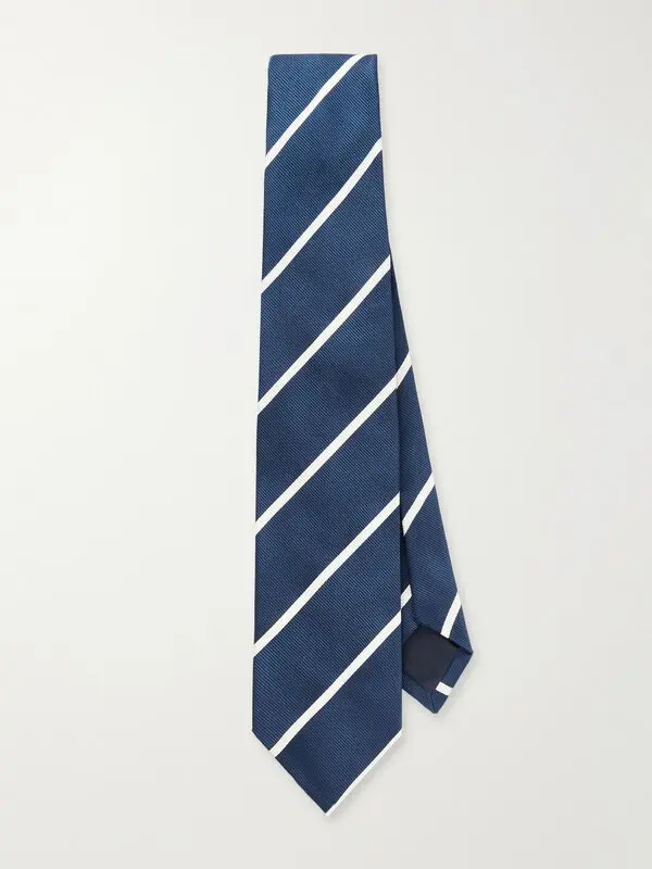 DRAKE'S 7cm Striped Silk Neck Tie - Blue