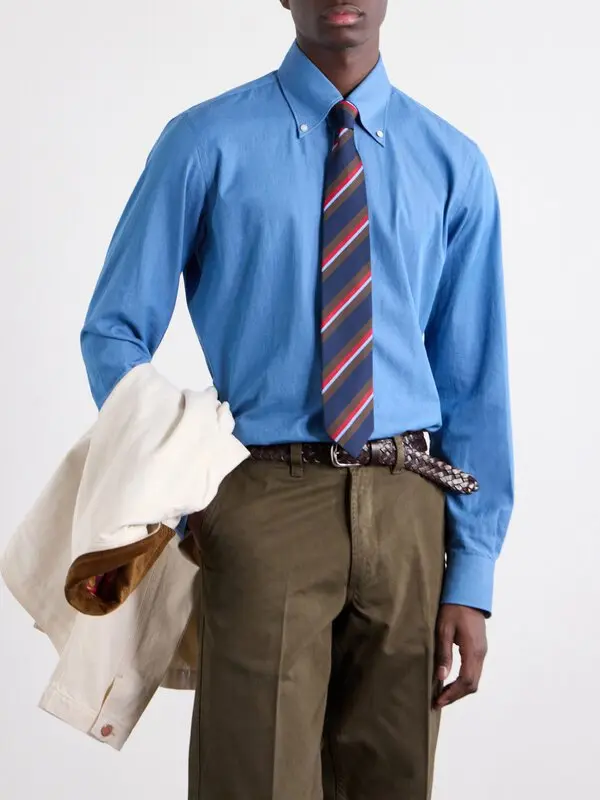 DRAKE'S 7cm Striped Silk And Cotton-blend Tie