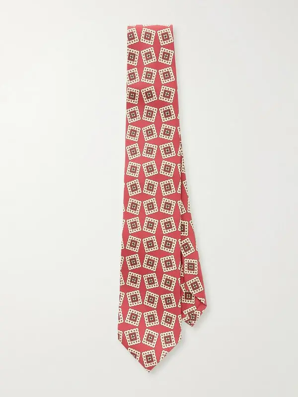 DRAKE'S 7cm Jumbled Medallion Printed Silk Tie - Red