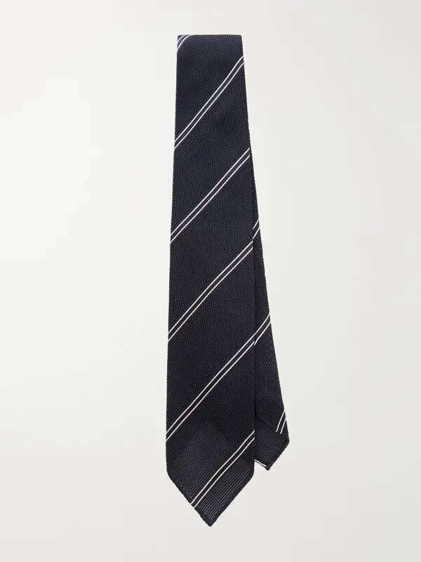 DRAKE'S 7cm Striped Silk Tie - Blue