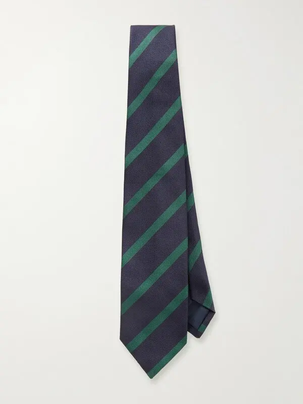 DRAKE'S 7cm Striped Silk Neck Tie - Blue