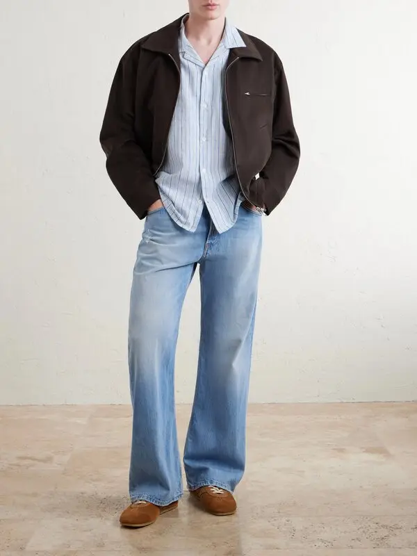 CORRIDOR Convertible-collar Striped Cotton And Linen-blend Shirt - Blue