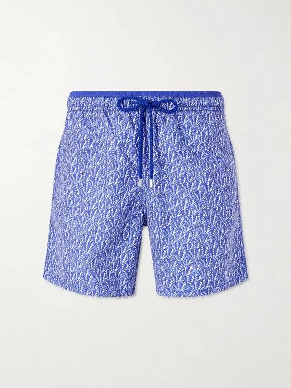 Vilebrequin Moka Straight-leg Mid-length Printed Econyl® Swim Shorts - Blue