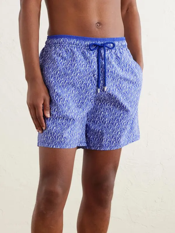 Vilebrequin Moka Straight-leg Mid-length Printed Econyl® Swim Shorts - Blue