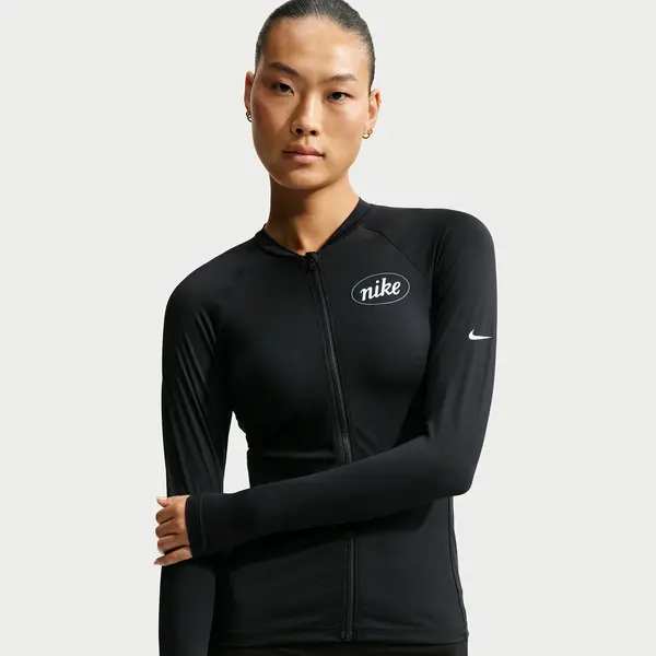 Nike Hydroguard Dri-fit Uv Long Sleeve Zip Top - Black