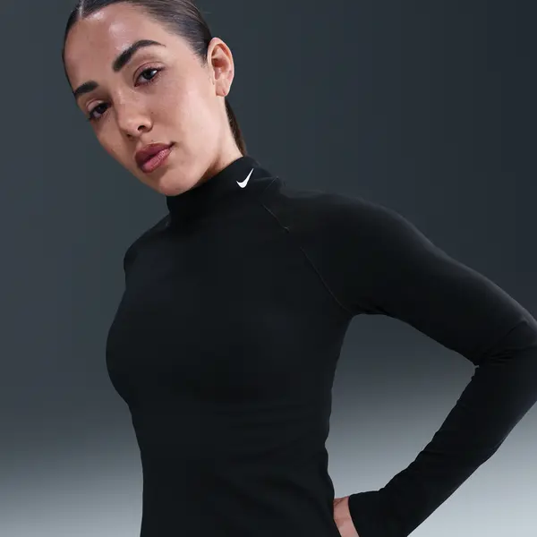 Nike Pro Dri-fit Long-sleeve Mock-neck Top - Black