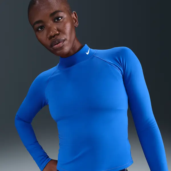 Nike Pro Dri-fit Long-sleeve Mock-neck Top - Blue