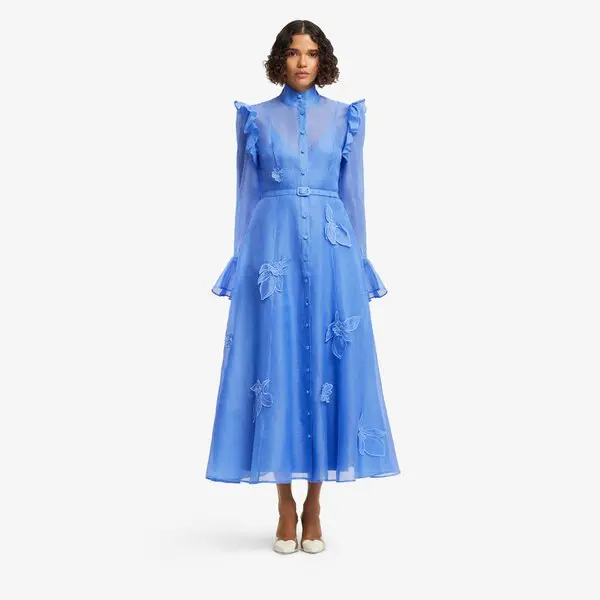 LEO LIN Katrina Appliqué Butterfly Sleeve Midi Dress