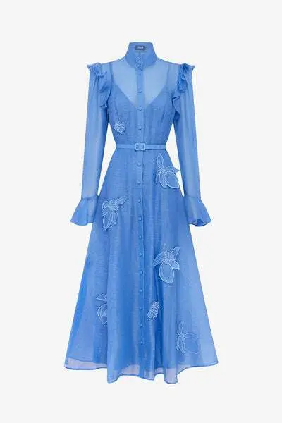 LEO LIN Katrina Appliqué Butterfly Sleeve Midi Dress