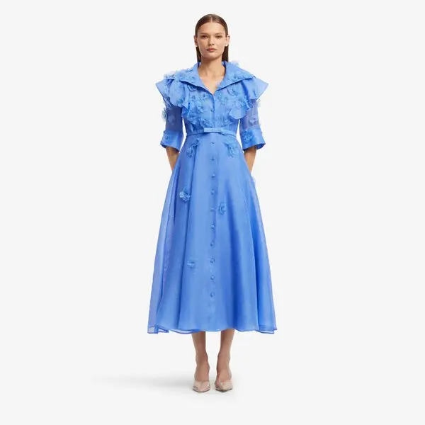 LEO LIN Anya Petal Midi Dress - Azure