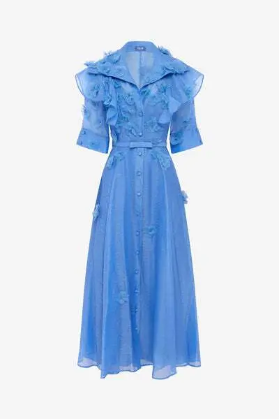 LEO LIN Anya Petal Midi Dress - Azure