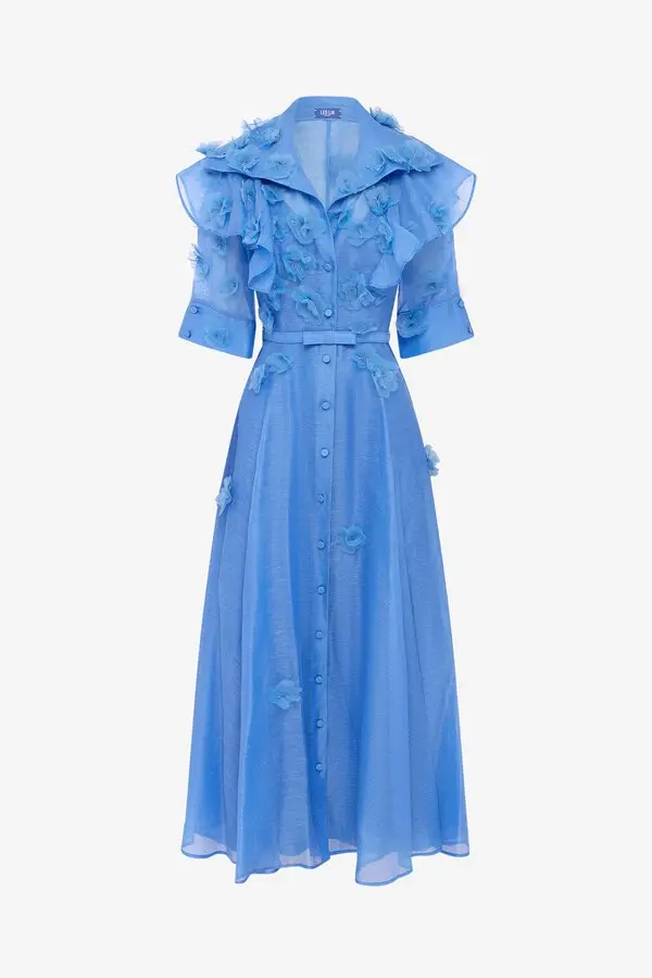 LEO LIN Anya Petal Midi Dress - Azure