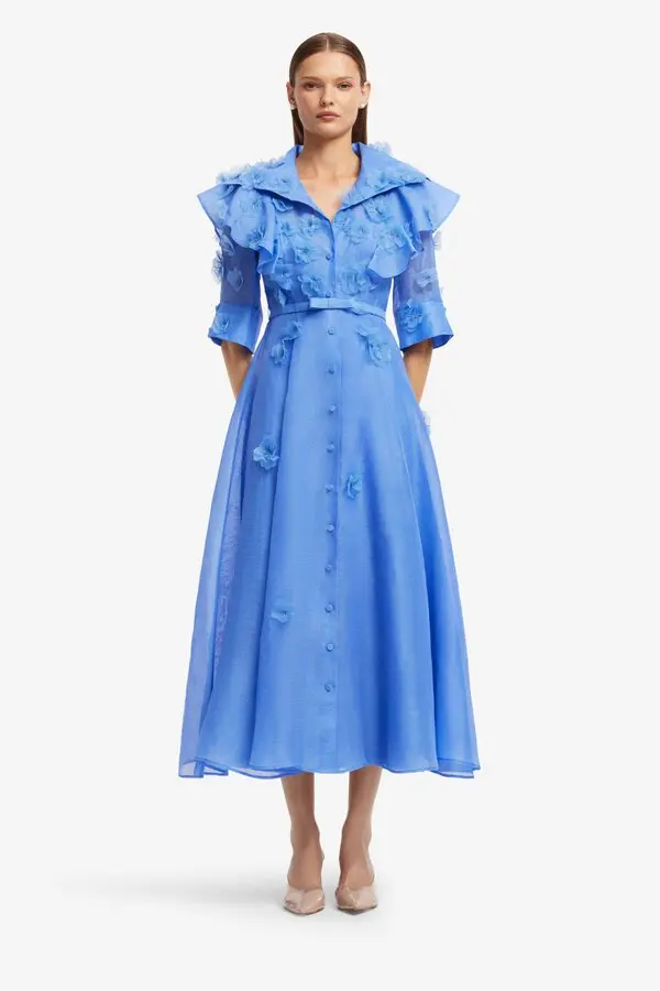 LEO LIN Anya Petal Midi Dress - Azure