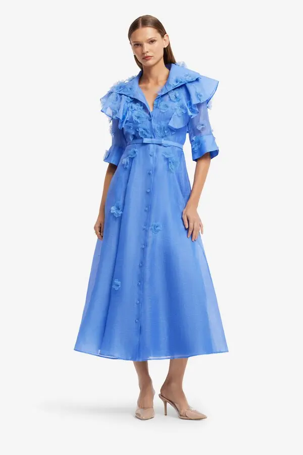 LEO LIN Anya Petal Midi Dress - Azure