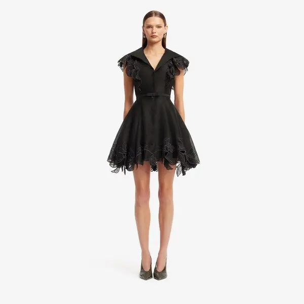 LEO LIN Isla Appliqué Mini Dress - Ebony