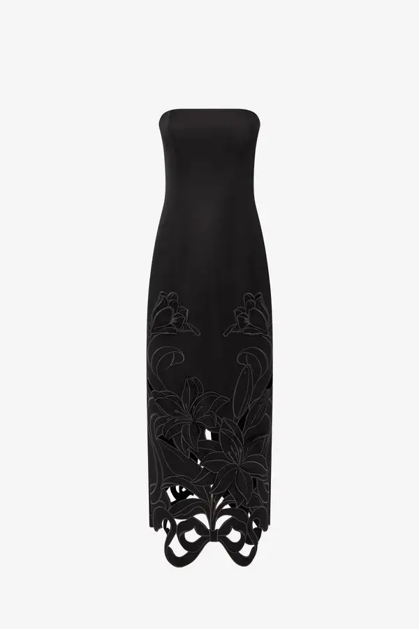 LEO LIN Rayna Appliqué Bustier Maxi Dress - Ebony
