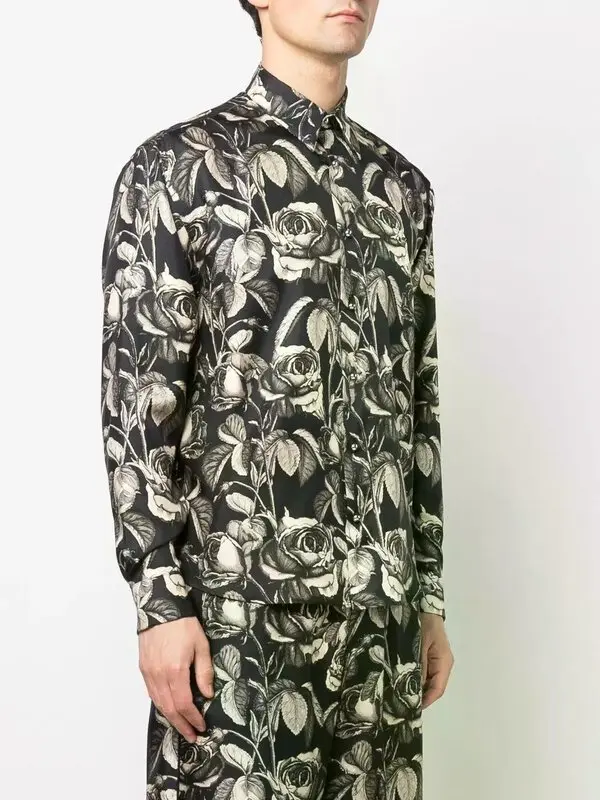 Roberto Cavalli Rose-print Silk Shirt