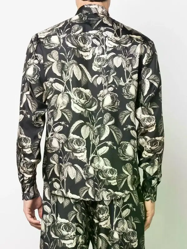 Roberto Cavalli Rose-print Silk Shirt