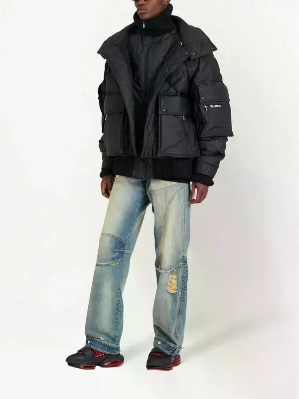 Balmain Zip-up Padded Jacket With Embroidered Logo