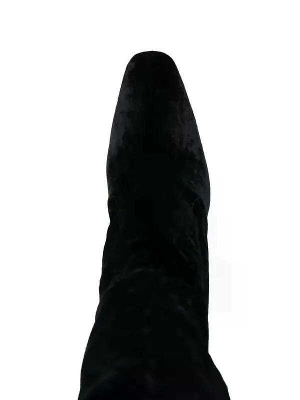 Saint Laurent Ella Velvet 110mm Thigh-high Boots - Black