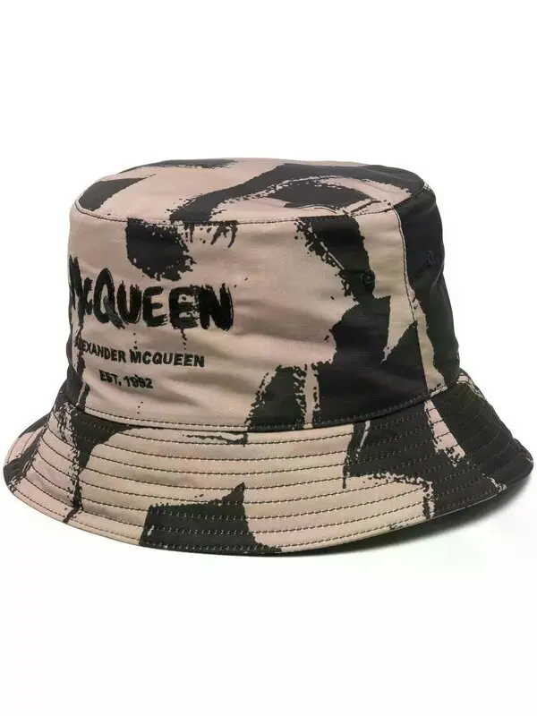 Alexander McQueen Graffiti Bucket Hat - Brown