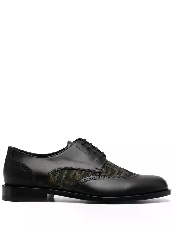 Fendi Ff-pattern Leather Derby Shoes