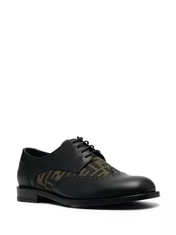 Fendi Ff-pattern Leather Derby Shoes