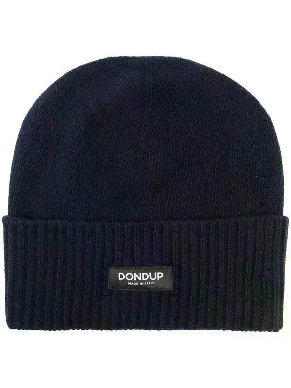 DONDUP Ribbed Beanie With Logo Patch - Blue