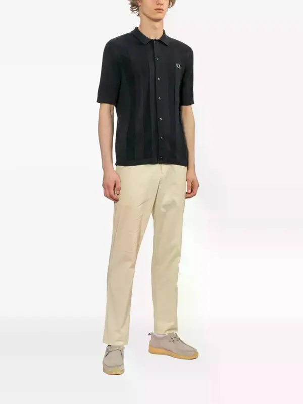 Fred Perry Logo-embroidered Short Sleeve Shirt - Blue