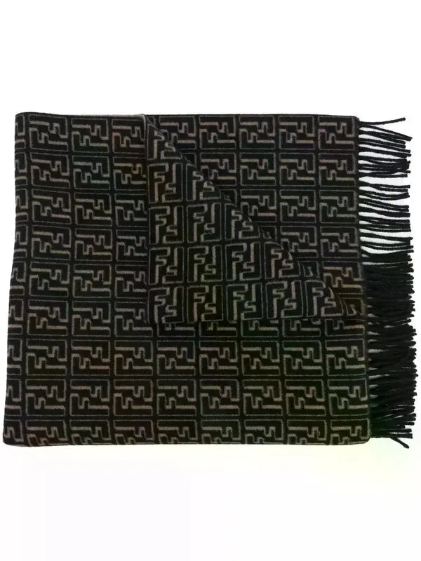 Fendi Logo-print Virgin-wool Scarf - Black