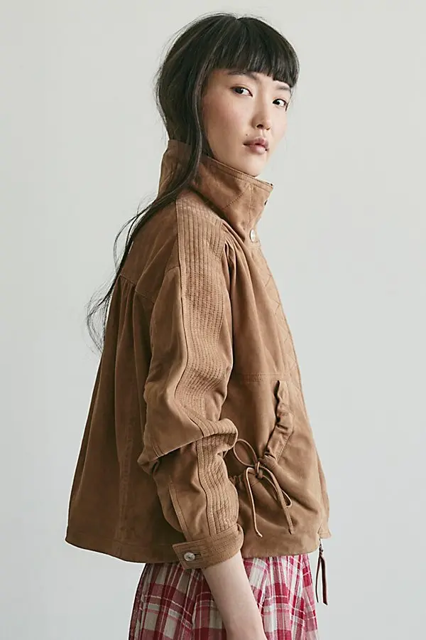 Free People We The Free Rip Tide Suede Jacket - Hazel Creme