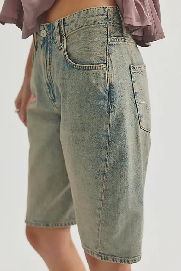 Free People We The Free Beck Low-rise Twisted Shorts - Blushed Blue