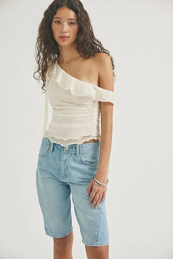 Free People We The Free Beck Low-rise Twisted Shorts - Skyway