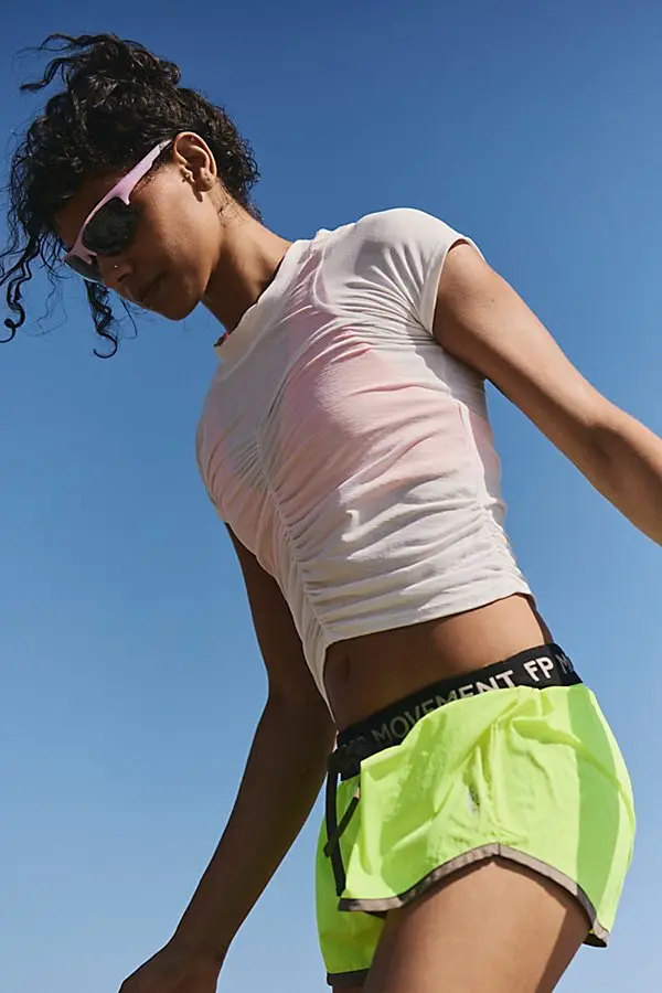 Free People Tempo Ruched Uv Protection Tee - White