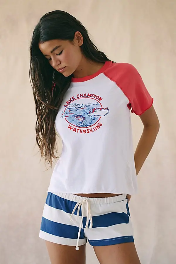 Free People Dakota Micro Shorts - Navy Combo