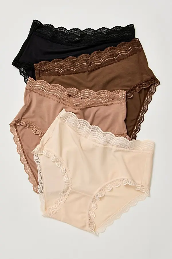 STRIPE & STARE High-rise Undies Four Pack - Latte Essentials