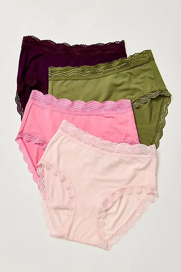 STRIPE & STARE High-rise Undies Four Pack - Pink