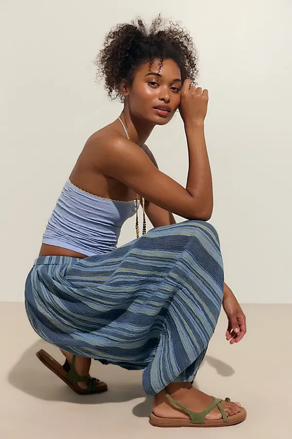 Free People Playa Party Stripe Pants - Navy Combo
