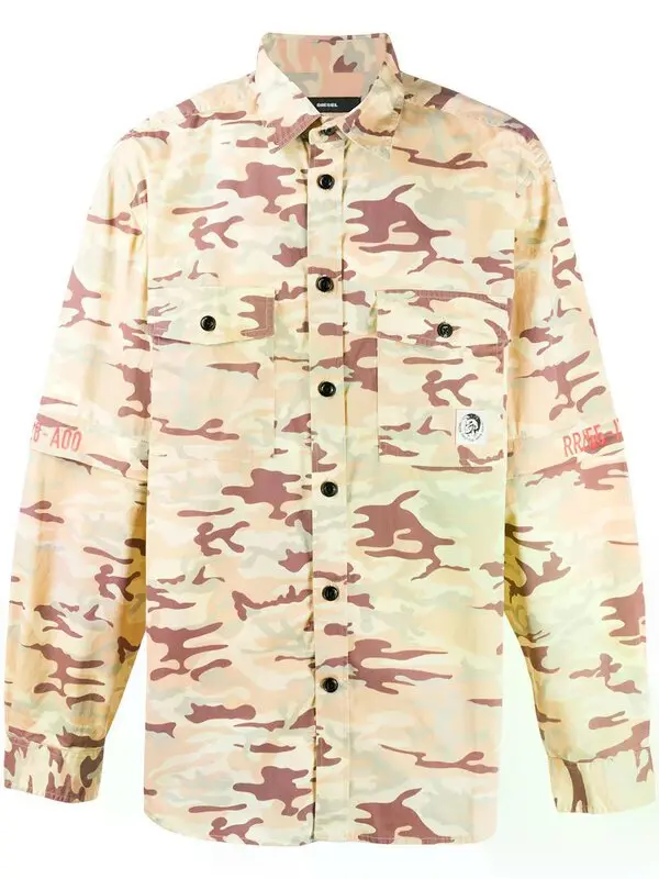 DIESEL® Camouflage-print Two-pocket Overshirt - Neutrals