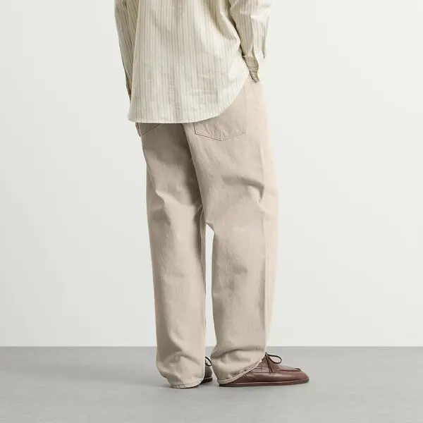 Auralee Faded Hard Twist Denim Wide Pants - Light Gray