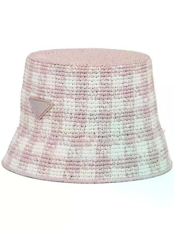 Prada Raffia Bucket Hat - Pink