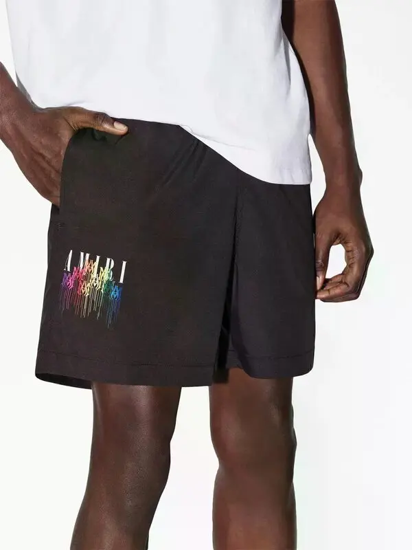 Amiri Drip Logo Print Swimming Trunks