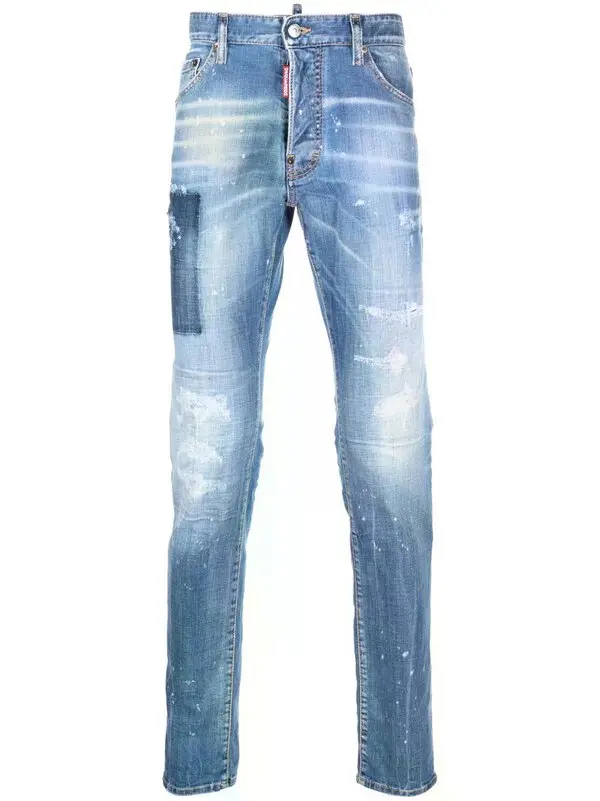 Dsquared2 Light Wash Logo Print Jeans