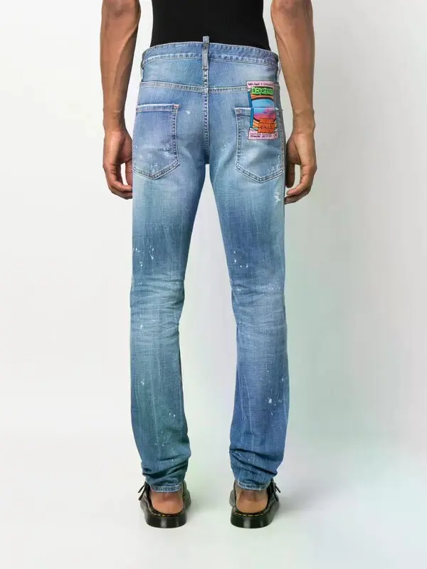 Dsquared2 Light Wash Logo Print Jeans