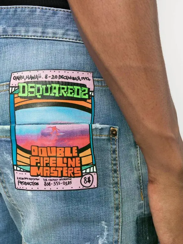 Dsquared2 Light Wash Logo Print Jeans